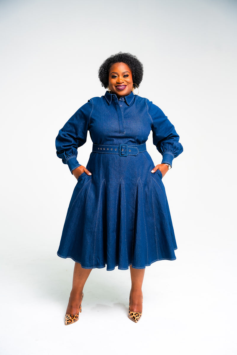 Contrast Stitch Denim Dress – FeNomenal Woman Clothing